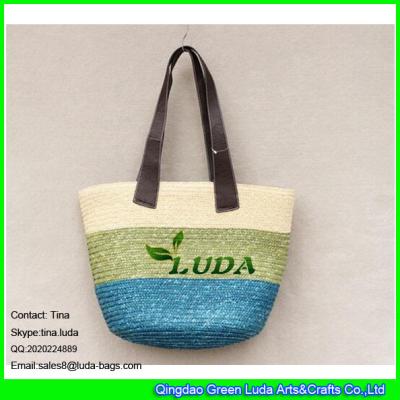 China LUDA 2016 summer fashion wheat straw striped beach tote bags for sale