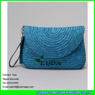 China LUDA factory wholesale straw cosmetic clutch handbags for sale
