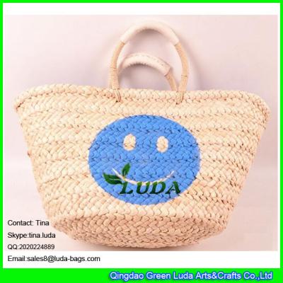 中国 LUDA の良質の女性 shoper 袋のハンドメイドの微笑の表面 cornhusk のわらの買い物袋 販売のため