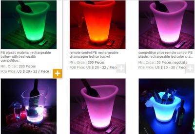 China Professional CE Rohs certified manufacturer color changing LED Plastic Ice Bucket wholesal for sale