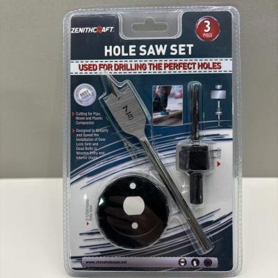 China 3pcs Carbon Steel Door Hole Saw Kit 54mm Door Knob Hole Saw for sale