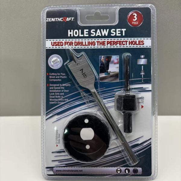 Quality 3pcs Carbon Steel Door Hole Saw Kit 54mm Door Knob Hole Saw for sale