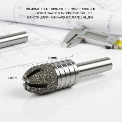 China Diamond Height 10mm Or Customized Ordered Vacuum Brazed Diamond Core Drill Bit Diamond Length 60mm Engineered For And Accurate Drilling for sale