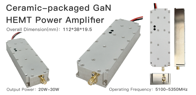 Close-up view of Anti-Drone Power Amplifier components showing internal structure