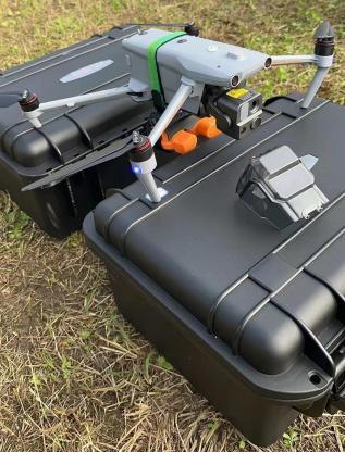 DJI Dual-Barrel Bomb Launcher mounted on drone