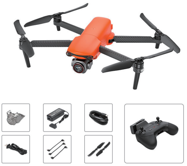 Standard package contents of Evo Lite+ Drone