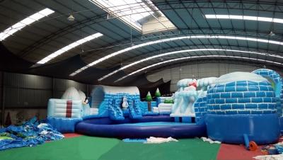 China Customized Size White Polar Bear Amusement Water Park Bounce House Castle Slide Combo for sale