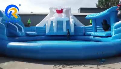 China Customized Size White Polar Bear Amusement Water Park Bounce House Castle Slide Combo for sale