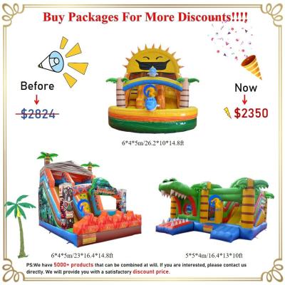 China Sea Air or Express Shipping Unisex Pink Inflatable Bounce House Combo with Slides for sale