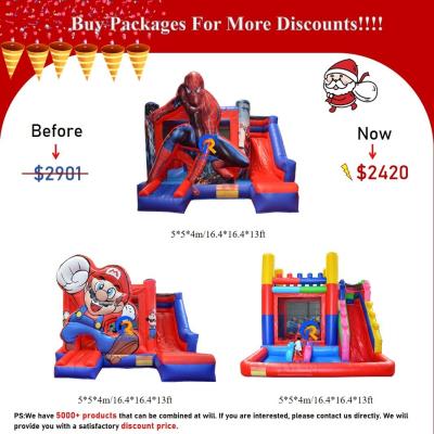 China Sea Air or Express Shipping Unisex Pink Inflatable Bounce House Combo with Slides for sale