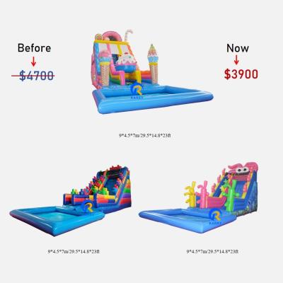China Commercial Occasion Inflatable Water Slides with Pool for sale