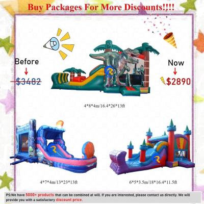 China 14 Years up Age Range Palm Tree Theme Inflatable Bounce House with Slide and Water Pool for sale