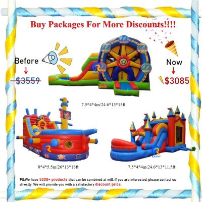 China 14 Years up Age Range Palm Tree Theme Inflatable Bounce House with Slide and Water Pool for sale