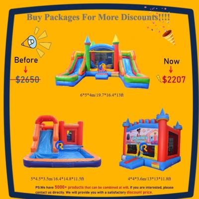 China 14 Years up Age Range Palm Tree Theme Inflatable Bounce House with Slide and Water Pool for sale