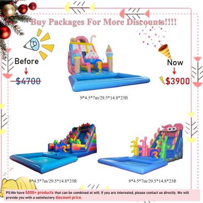 China 14 Years up Age Range Palm Tree Theme Inflatable Bounce House with Slide and Water Pool for sale