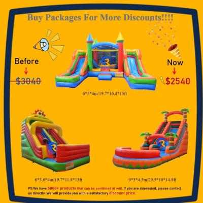 China 14 Years up Age Range Palm Tree Theme Inflatable Bounce House with Slide and Water Pool for sale