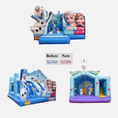 China Frozen Theme Inflatable Castle with Slide Customized Size and Age Range 14 Years Up for sale