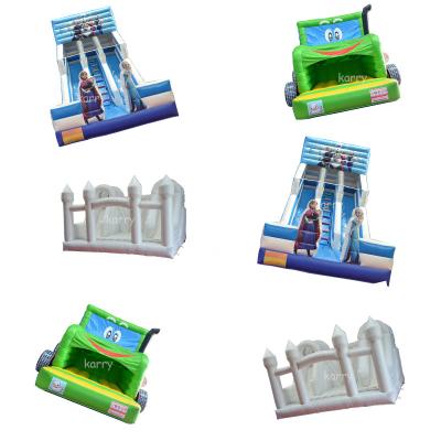 China Double Lane White Bounce House Tractor Air Bouncer Inflatable Water Slide Ready to Ship for sale