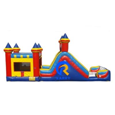 China Blue 48ft Marble Mania Obstacle Course Inflatable Multi Configurable Slide and Bounce for sale