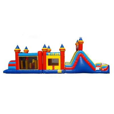 China Blue 48ft Marble Mania Obstacle Course Inflatable Multi Configurable Slide and Bounce for sale