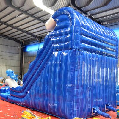 China Large Children Inflatable Water Double Slide N Slip with Digital Printing and Blower for sale