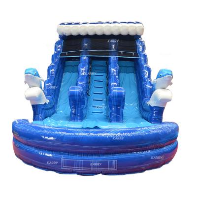 China Large Children Inflatable Water Double Slide N Slip with Digital Printing and Blower for sale