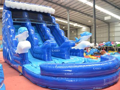 China Large Children Inflatable Water Double Slide N Slip with Digital Printing and Blower for sale