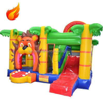 China Customized Size and Color Bouncy Castle with Slide Hot Jungle Lion Inflatable Castle for sale