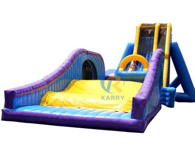 China Large Blue Inflatable Obstacle Course Popular Water N Dry Bouncy Slide for Kids and Adults for sale