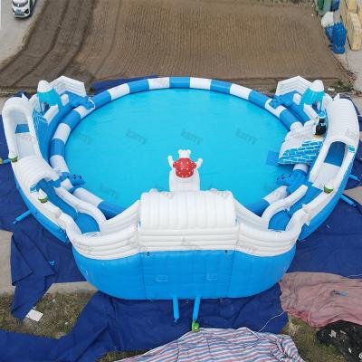 China Max Capacity 100-500kg Large Snow Kingdom Inflatable Water Park with Pool and Slides for sale