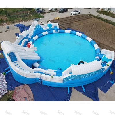 China Max Capacity 100-500kg Large Snow Kingdom Inflatable Water Park with Pool and Slides for sale