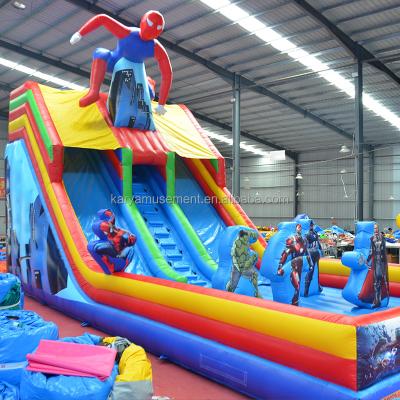 China Inflatable Spiderman Bouncer Slide Popular 2-Lane Water Slide for Large Playgrounds for sale
