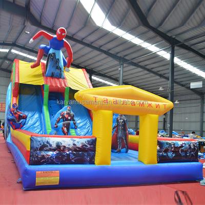 China Inflatable Spiderman Bouncer Slide Popular 2-Lane Water Slide for Large Playgrounds for sale