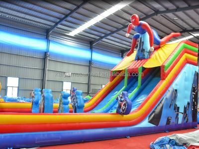 China Inflatable Spiderman Bouncer Slide Popular 2-Lane Water Slide for Large Playgrounds for sale