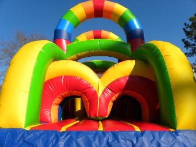 China KR-OBS-904-2 Outdoor Playground Inflatable Assault Course Challenge with Exciting Rainbow for sale