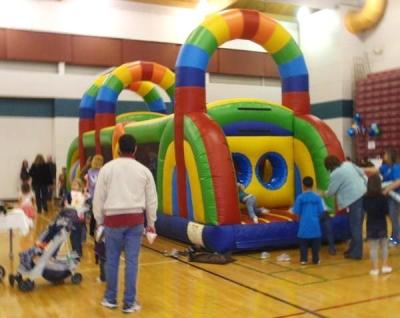 China KR-OBS-904-2 Outdoor Playground Inflatable Assault Course Challenge with Exciting Rainbow for sale