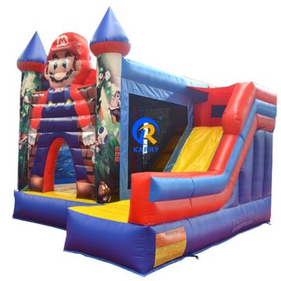 China 0.55mm PVC Vinyl Tarpaulin Inflatable Mario Bounce House Combo Castle Slide with Blower for sale