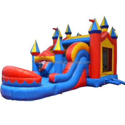 China 14 Years up Commercial Macaron-themed Inflatable Bounce House with Slide Pool and Blower for sale