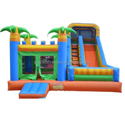 China Castle Rental Palm Tree Inflatable Bouncy Castle with Slide Pool CE/EN71/EN14960 Certified for sale