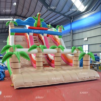 China Family Party Amusement Equipment Digital Printing Dinosaur Slide Inflatable Castle for sale