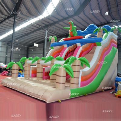 China Family Party Amusement Equipment Digital Printing Dinosaur Slide Inflatable Castle for sale