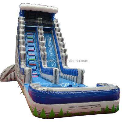 China High Capacity 29ft Commercial Backyard Gray Marble Inflatable Water Slide with Pool for sale