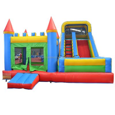 China Features PORTABLE PVC Red N Blue Inflatable Castle with Pool N Slide Bouncer House for sale