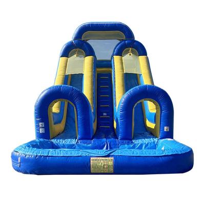 China Big Kids Splash Pool Fun PVC Double Lane Water Slide Inflatable with Customized Size for sale
