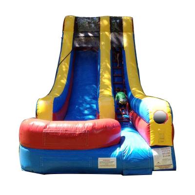 China Ocasião comercial Jumper azul e amarelo Deslizador de água inflável com piscina de chuveiro à venda