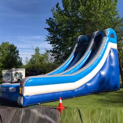 Cina Scivolo acquatico commerciale gonfiabile in PVC blu con piscina e design eccitante in vendita