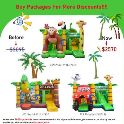 China 0.55mm PVC Vinyl Tarpaulin opblaasbare Combo kasteel glijbaan voor kinderen in het pretpark Te koop