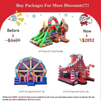 China 0.55mm PVC Vinyl Tarpaulin opblaasbare Combo kasteel glijbaan voor kinderen in het pretpark Te koop