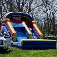 China Large Bouncing Inflatables with Pool Digital Printing Waterslide for sale