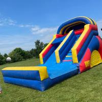 China Large Bouncing Inflatables with Pool Digital Printing Waterslide for sale